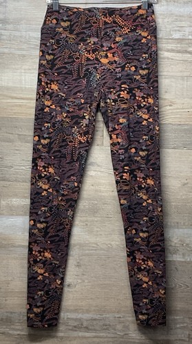 Peruvian Connection Black Orange Purple Floral Boho Leggings Women ...