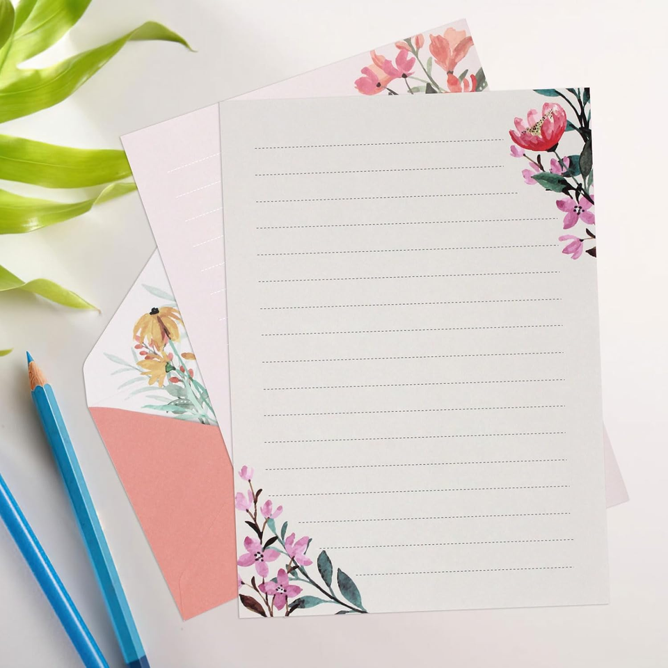 Writing Paper and Envelopes Set 36 PCS Warm Floral Themed Stationary ...