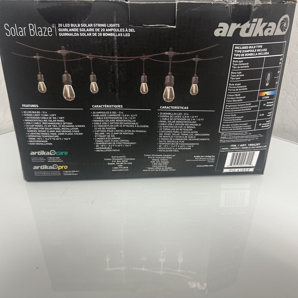 Artika Blaze LED Outdoor Solar String Lights | eBay