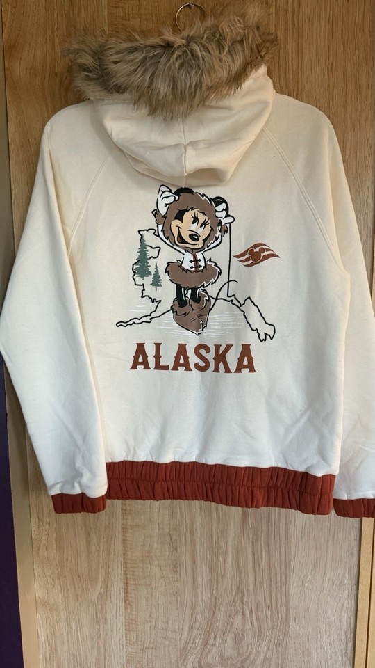Disney Cruise Line Alaska Minnie Mouse Zip Up Hoodie W Fur Accents Size ...