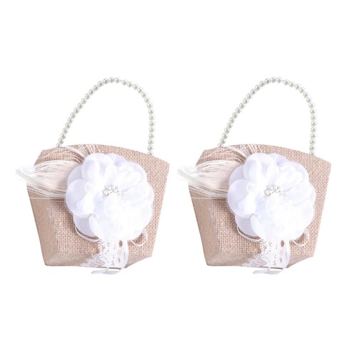 2 Pcs Western Wedding Flower Girl Basket: Rustic Floral Basket with ...
