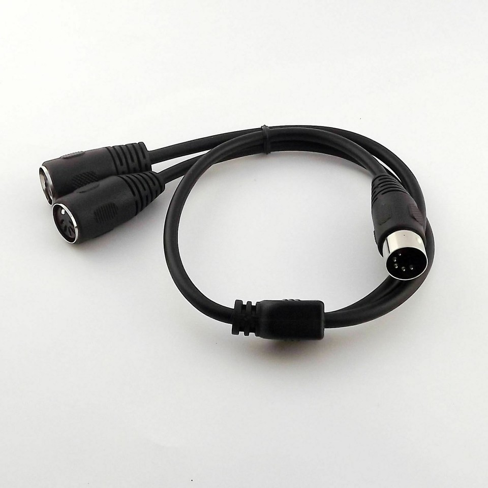 1x 5 PIN MIDI DIN 1 Male Plug to 2x Female Socket Y Splitter Adapter ...