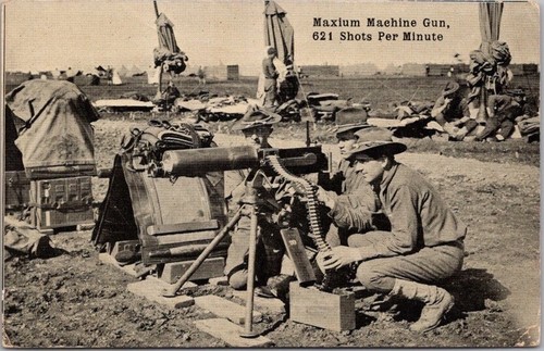 Vintage 1910s WWI Military Postcard "Maximum Machine Gun, 621 Shots per ...