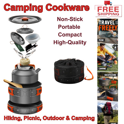 Portable Outdoor Camping Cookware Backpacking Hiking Cooking Pot Pans ...