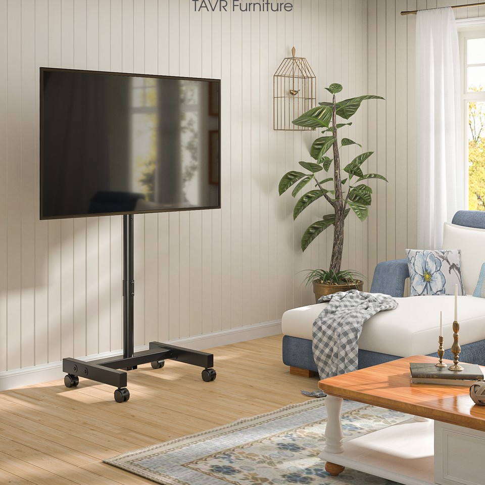 Universal Mobile Tilt TV Cart Rotatable TV Stand with Wheels for 13-50 ...