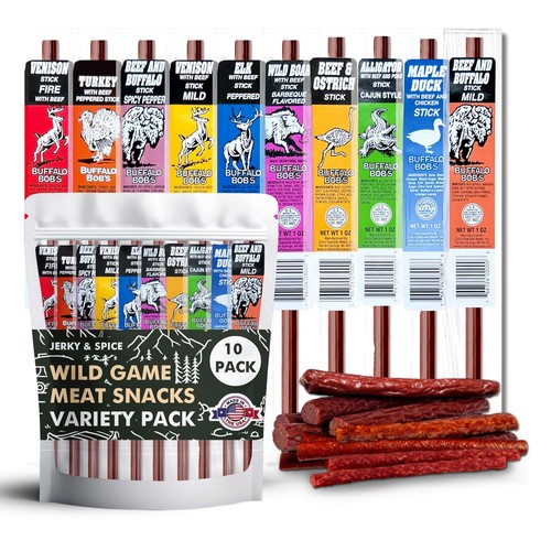 Wild Game Meat Sticks, Exotic Beef Jerky Variety Pack, Venison ...