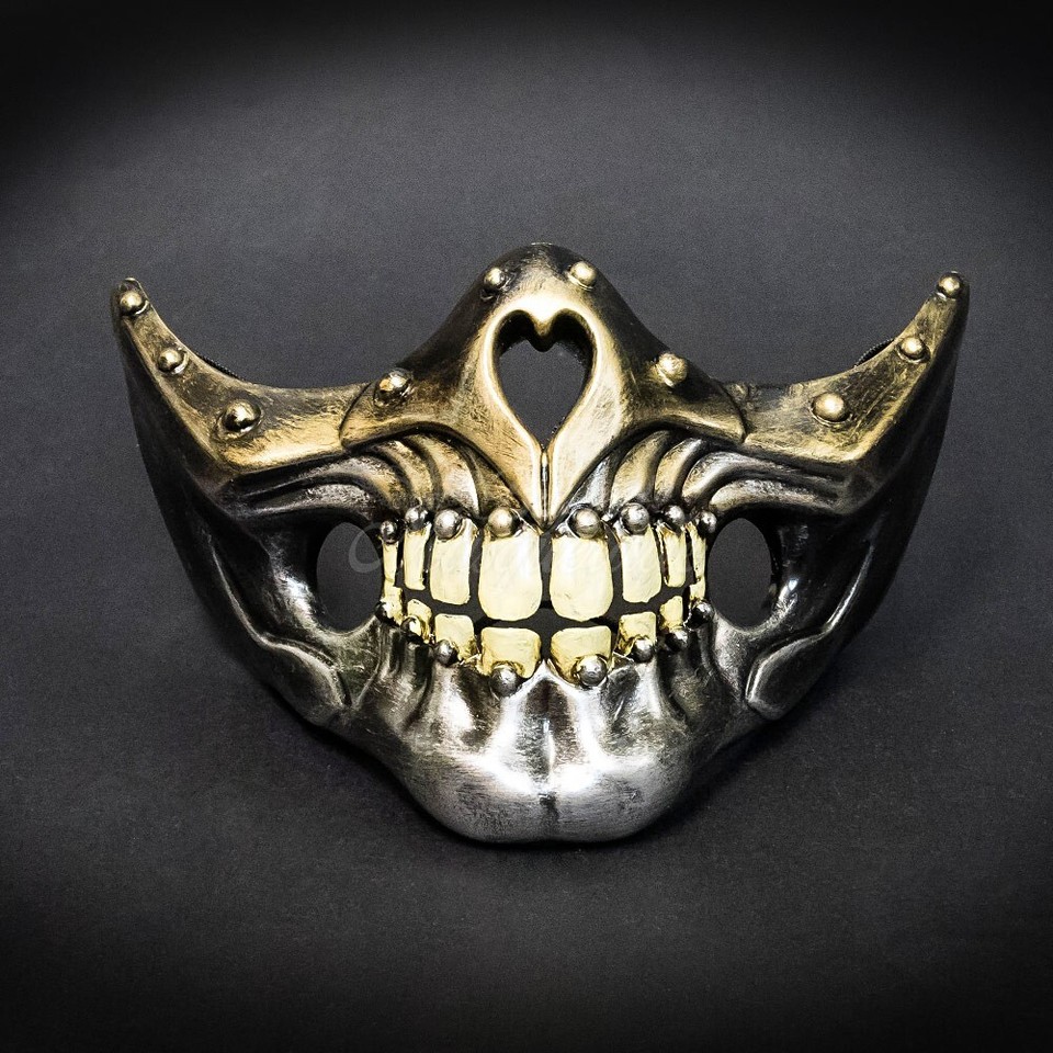 Men's Steampunk Skeleton Jaw Bottom Half Face Halloween Masquerade Mask ...