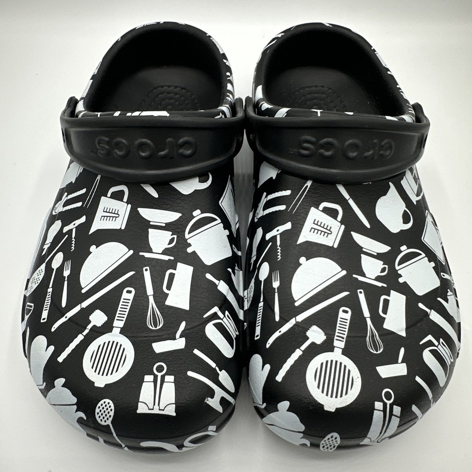 Crocs Clog Sandals Unisex Slip On Shoes Black Men 7 Women 9 BBQ Cookout ...