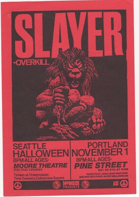 SLAYER 1986 Reign In Blood Concert Handbill Card Flyer | eBay
