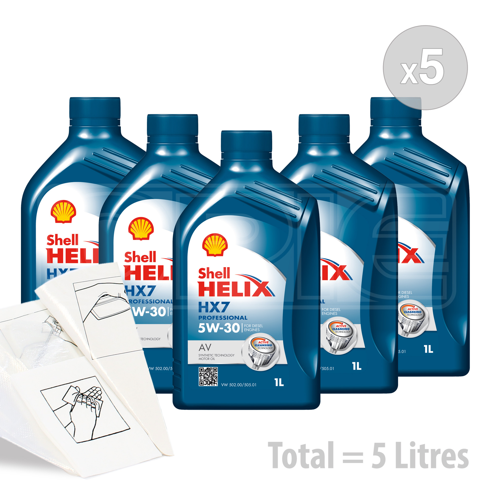 Car Engine Oil Service Kit / Pack 5 LITRES Shell Helix HX7 Professional ...