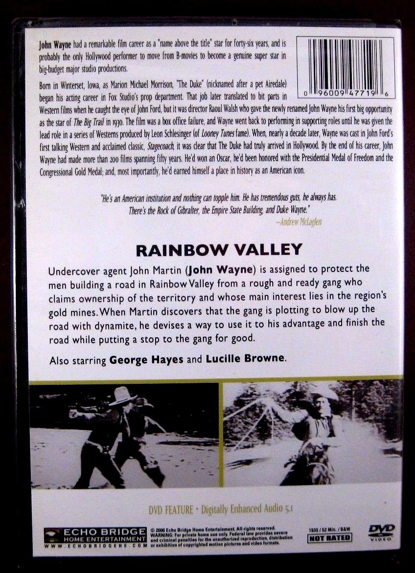 John Wayne: Rainbow Valley (New DVD 1935 B&W) Gabby Hayes Lucille ...