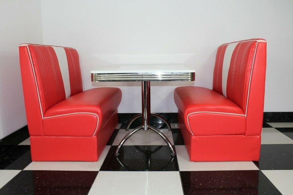 American Diner Furniture 50s Retro Nashville Table & Red Booth Set ...