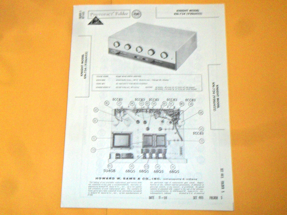 KNIGHT KN-734 Stereo Amplifier - Schematic & Data - SAMS PHOTOFACTS ...