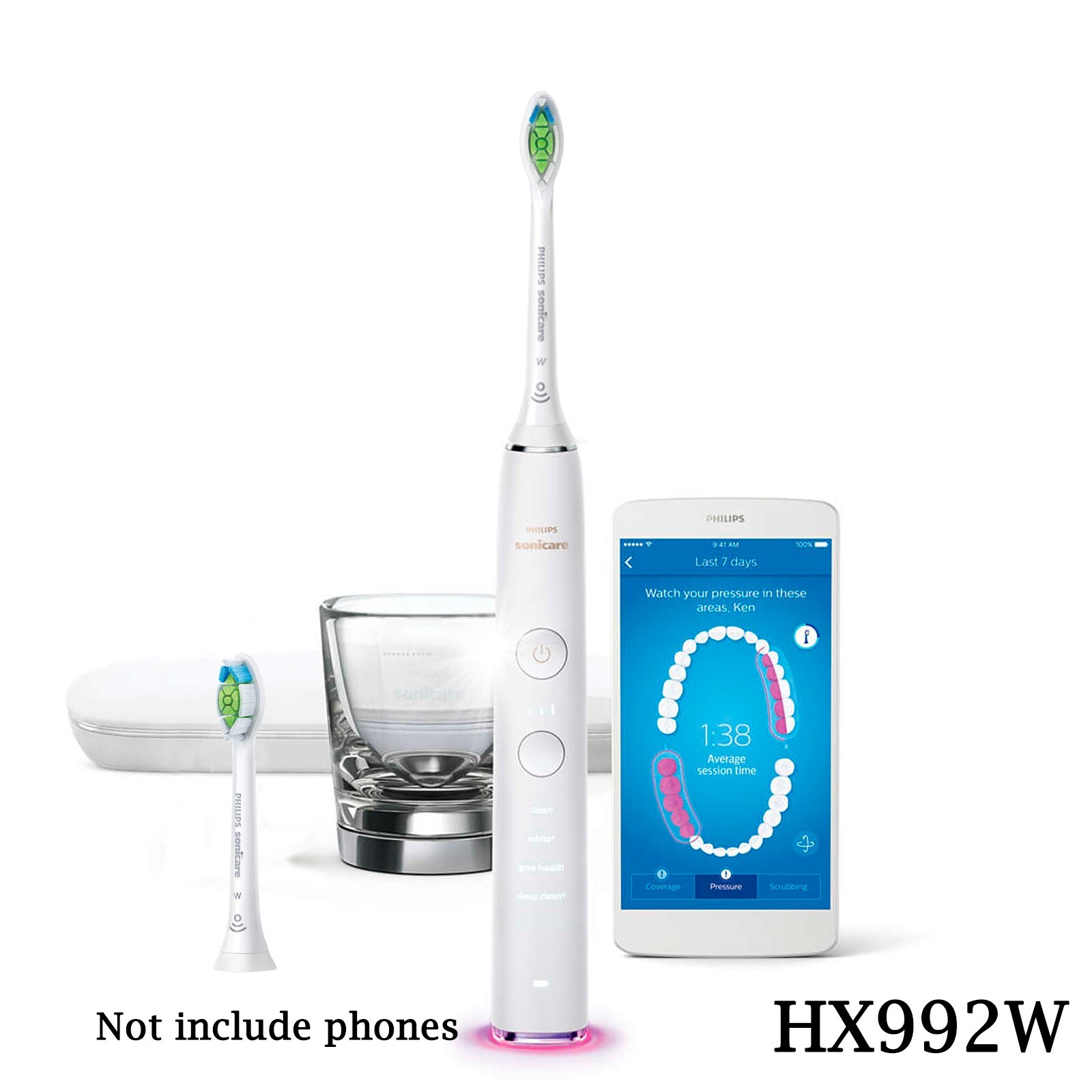 Philips Sonicare DiamondClean Smart toothbrush 9300 Series HX992W w/o ...