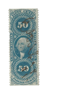 U S Stamps revenues Scott R61b 50 cent passage ticket part perf cv 750. ...