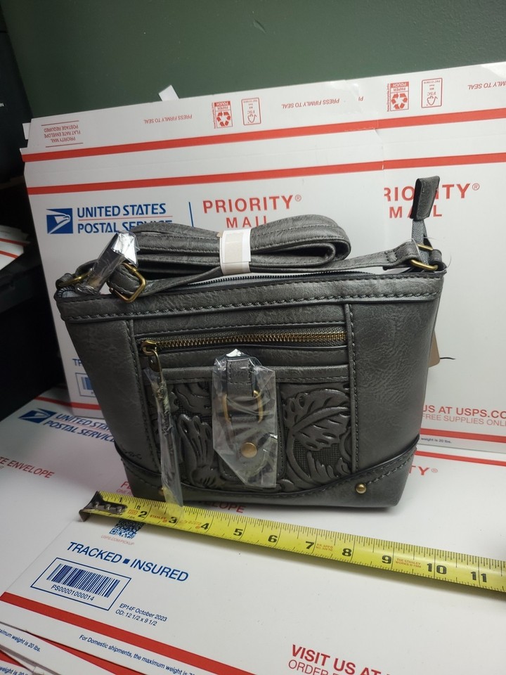 B.O.C. Born Concept Purse Tote Handbag CHARCOAL Filigree Embossed ...