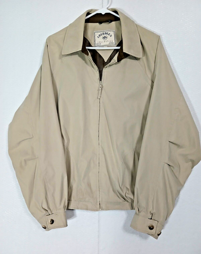 Aberdeen Collection Jacket Mens Large Khaki Lightweight Lined Faux ...