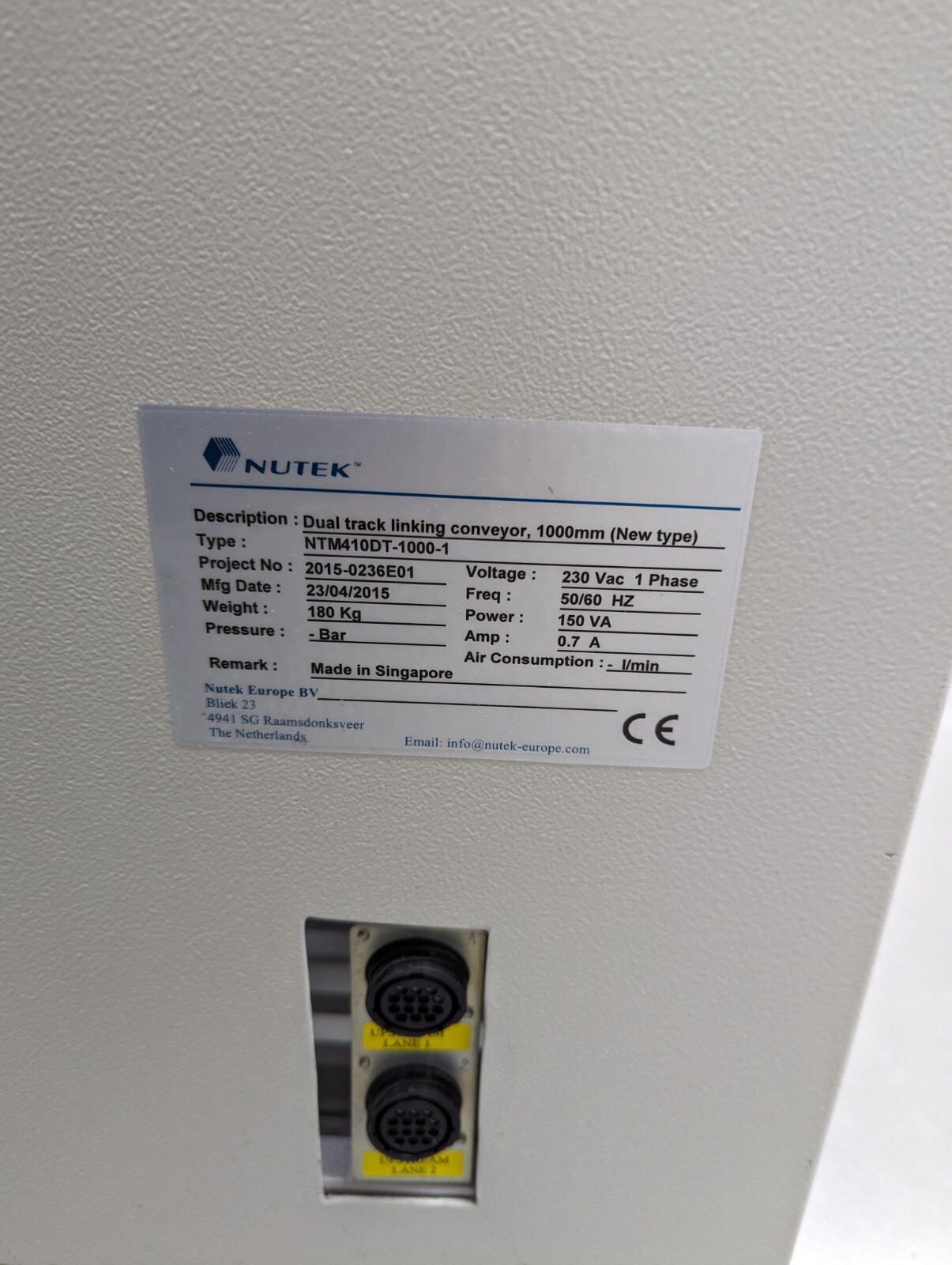 Nutek NTM410DT-1000-1 Dual Track Linking Conveyor, 1000mm, Left to ...