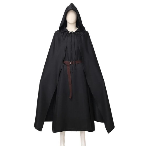 Medieval Men's Hooded Cloak Robe Halloween Wizard Sorcerer Costumes ...