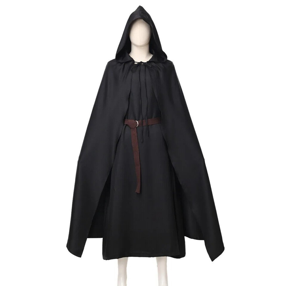 Medieval Men's Hooded Cloak Robe Halloween Wizard Sorcerer Costumes ...