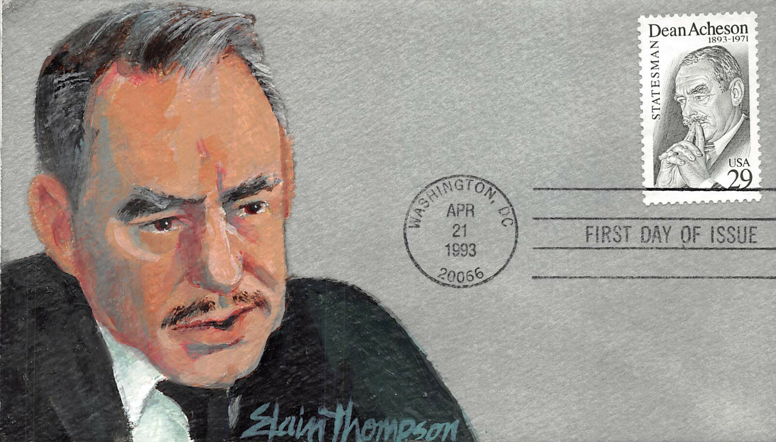 2755 29c Dean Atcheson Elaine Thompson hand painted cachet [212494] | eBay