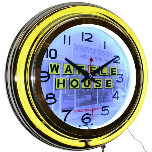 15" Waffle House Good Food Fast Double Neon Clock Home Diner Decor ...