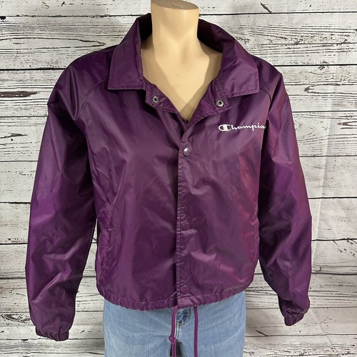 Champion Purple Cropped Heritage Coaches Nylon Windbreaker Jacket Size ...