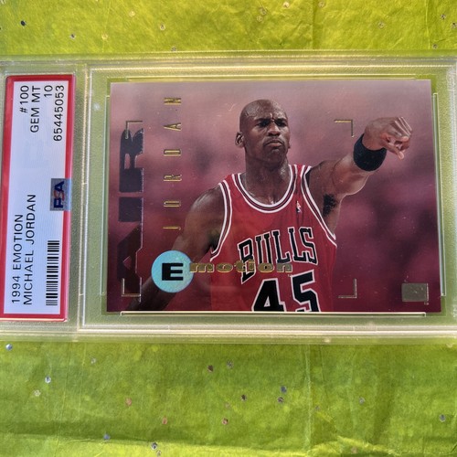 1994 Skybox Emotion Michael Jordan #100 Bulls PSA 10 GEM MT (wearing ...
