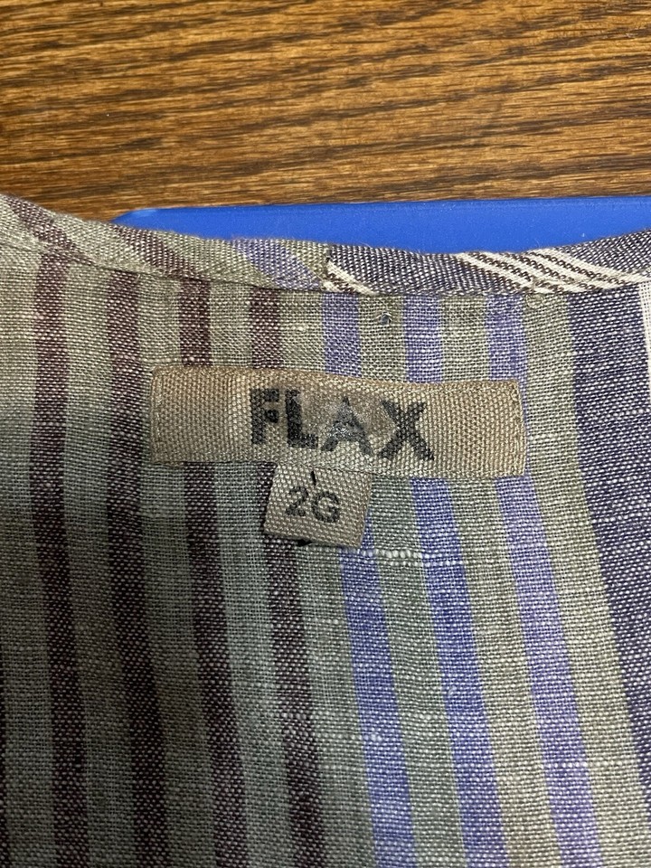 FLAX Designs Green/Blue Stripe Linen Sideslit Slipster Open Dress 2G 2X ...