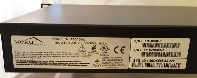 MERU Networks MC1500 Wireless LAN Controller 5 Active License Installed ...
