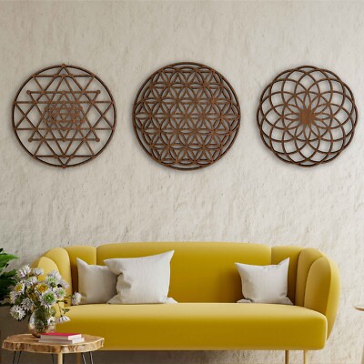 Sacred Geometry Wood Wall Art Decor, Geometric Mandala Wooden Wall ...