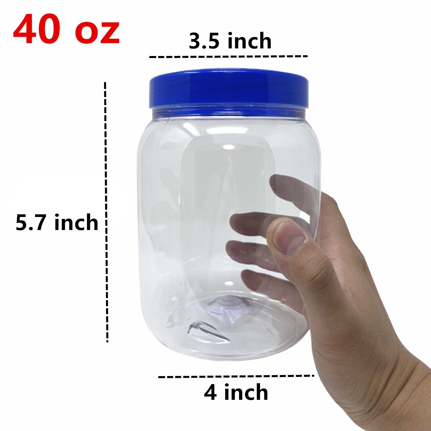 2 Pack of 40oz Plastic Jars With Lids, Airtight Container for Food ...