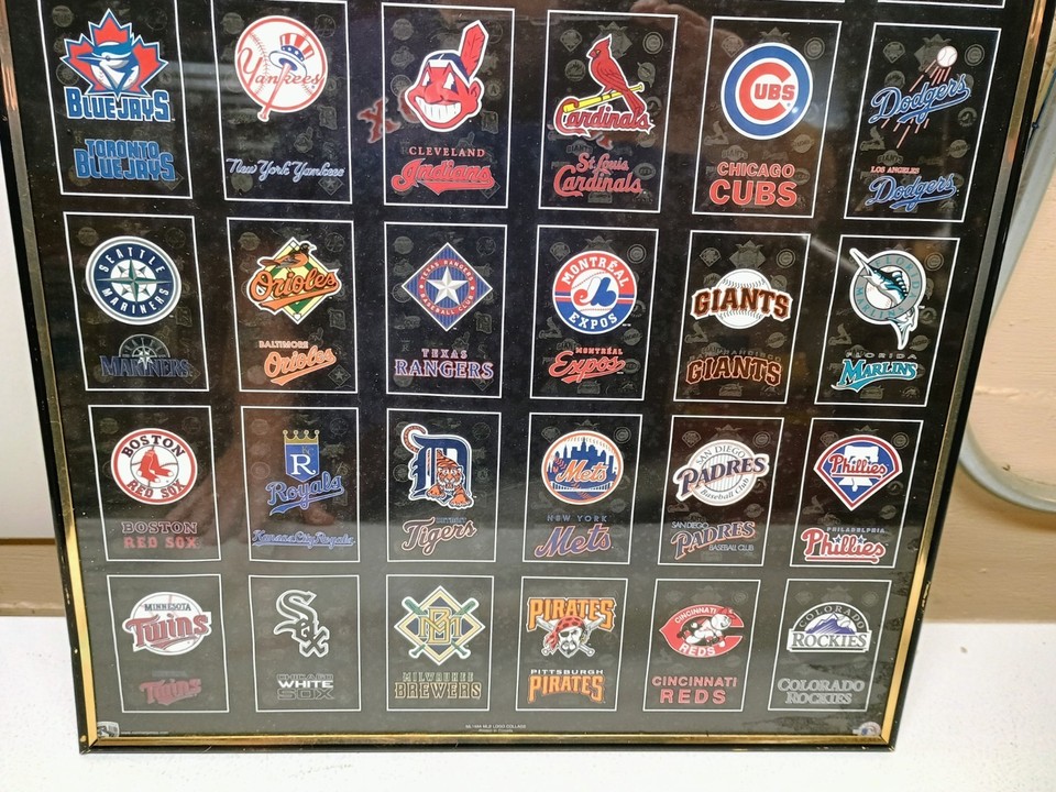 1995 MLB Framed Poster of All Existing Team Logos Nice Clean Condition ...