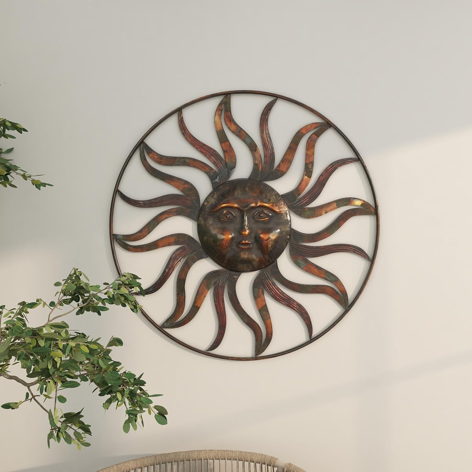 Large Rustic Celestial Metal Sun Sculpture Sun Ray Wall Hanging Decor ...