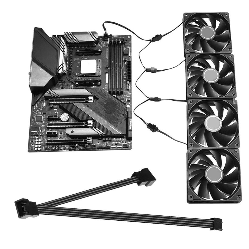 Portable Fan PWM Splitter 5/6 Ways Pwm Fan Cable for Computer CPU (2 ...