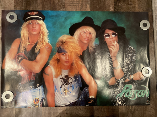 Vintage Poison Poster Original 1987 Hair Metal Glam Rock 22"×33" Funky ...