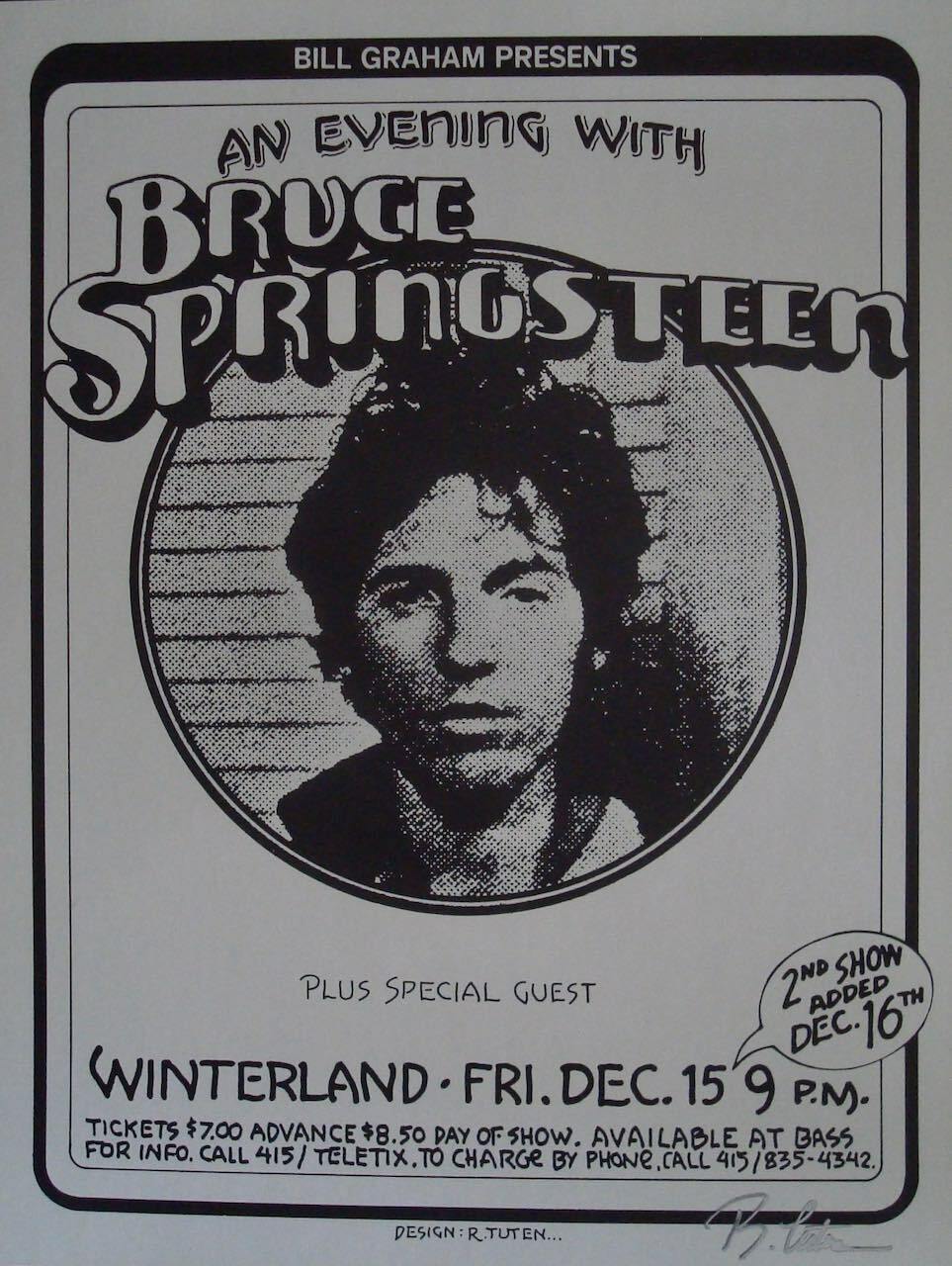 BRUCE SPRINGSTEEN WINTERLAND 1978 Concerts poster RANDY TUTEN signed ...