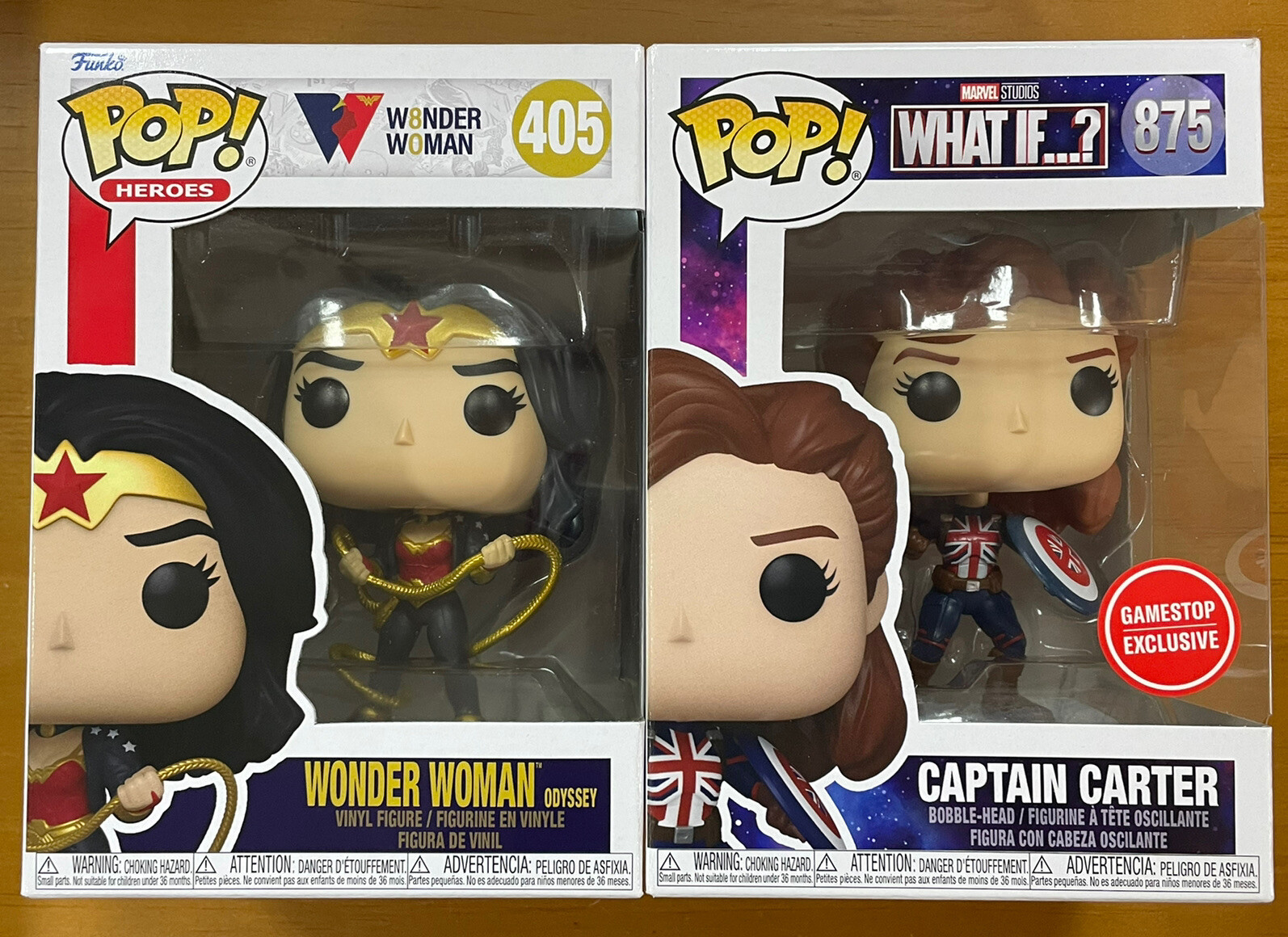 Lot Of 2 Funko Pops Wonder Woman Odyssey 405 & Captain Carter What If ...