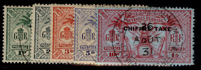 NEW HEBRIDES GV SG FD53-FD57, 1925 postage due set, USED. Cat £35. C.T ...