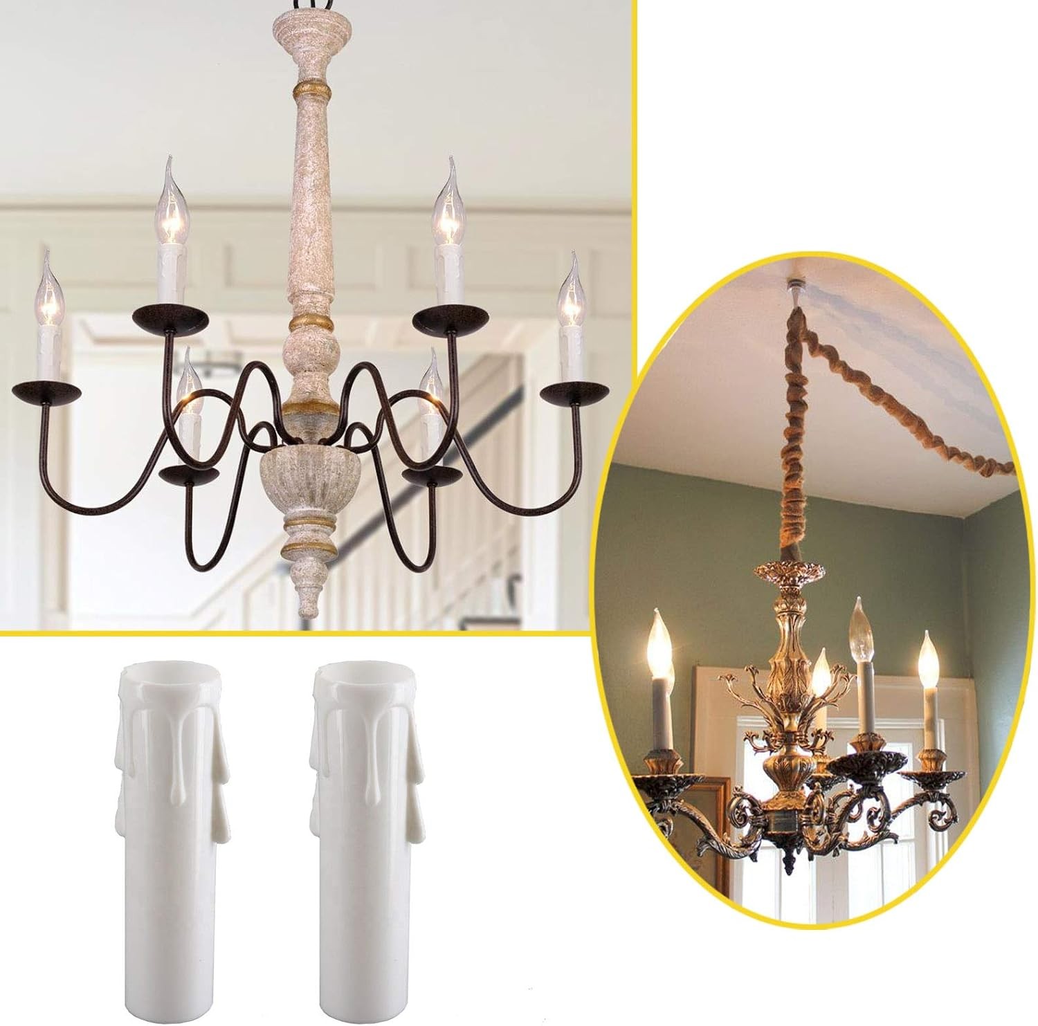 Chandelier Candle Sleeves, ECUDIS E12 Socket Covers, 4 Inch... | eBay