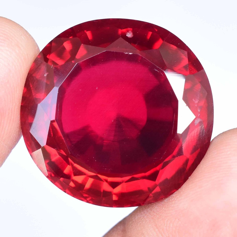 Natural Blood Red Mozambique Ruby 68.35 Ct CERTIFIED Round Cut BIG-SIZE ...