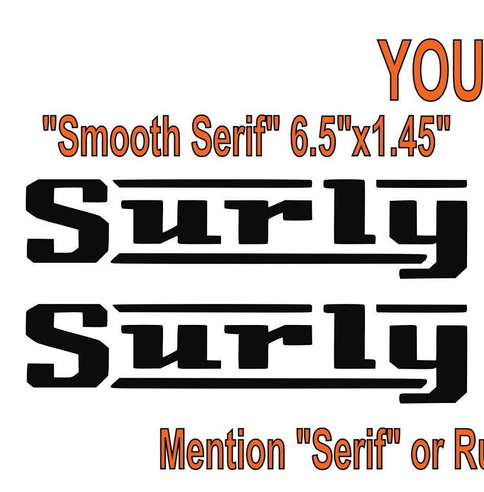 5pc Surly Pacer Vinyl Decal Set Many Sizes Of “Pacer” (Fork Decals Also ...