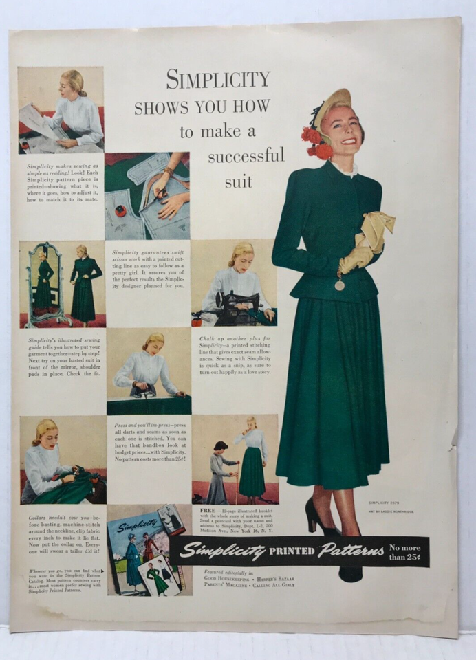 Simplicity Printed Patterns No More Than 25¢ Free Booklet VINTAGE PRINT ...