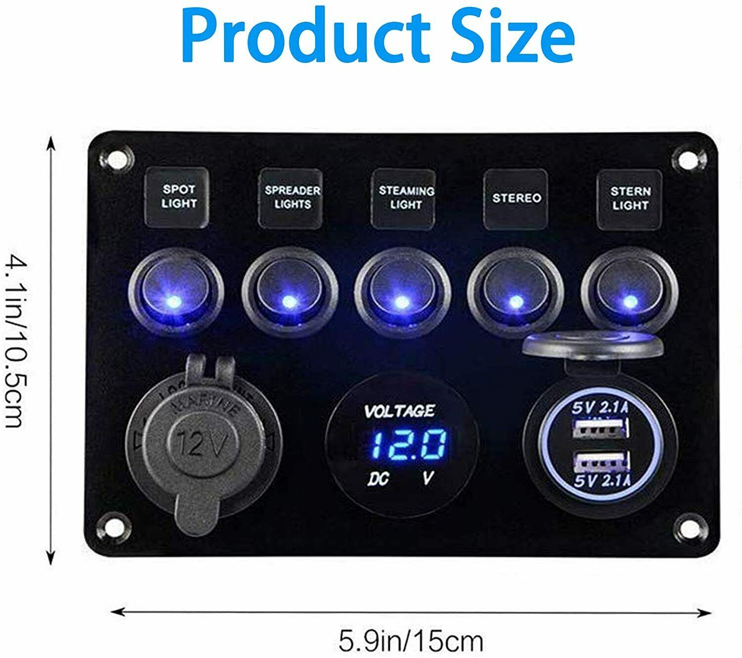 Campervan LED Light Switch Control Panel Voltmeter RV Dual USB Charger ...