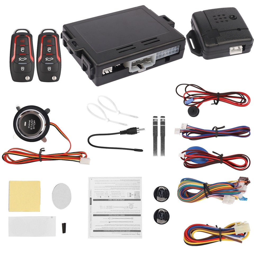 Car Keyless Entry Engine Start Alarm System Push Button Remote Starter ...