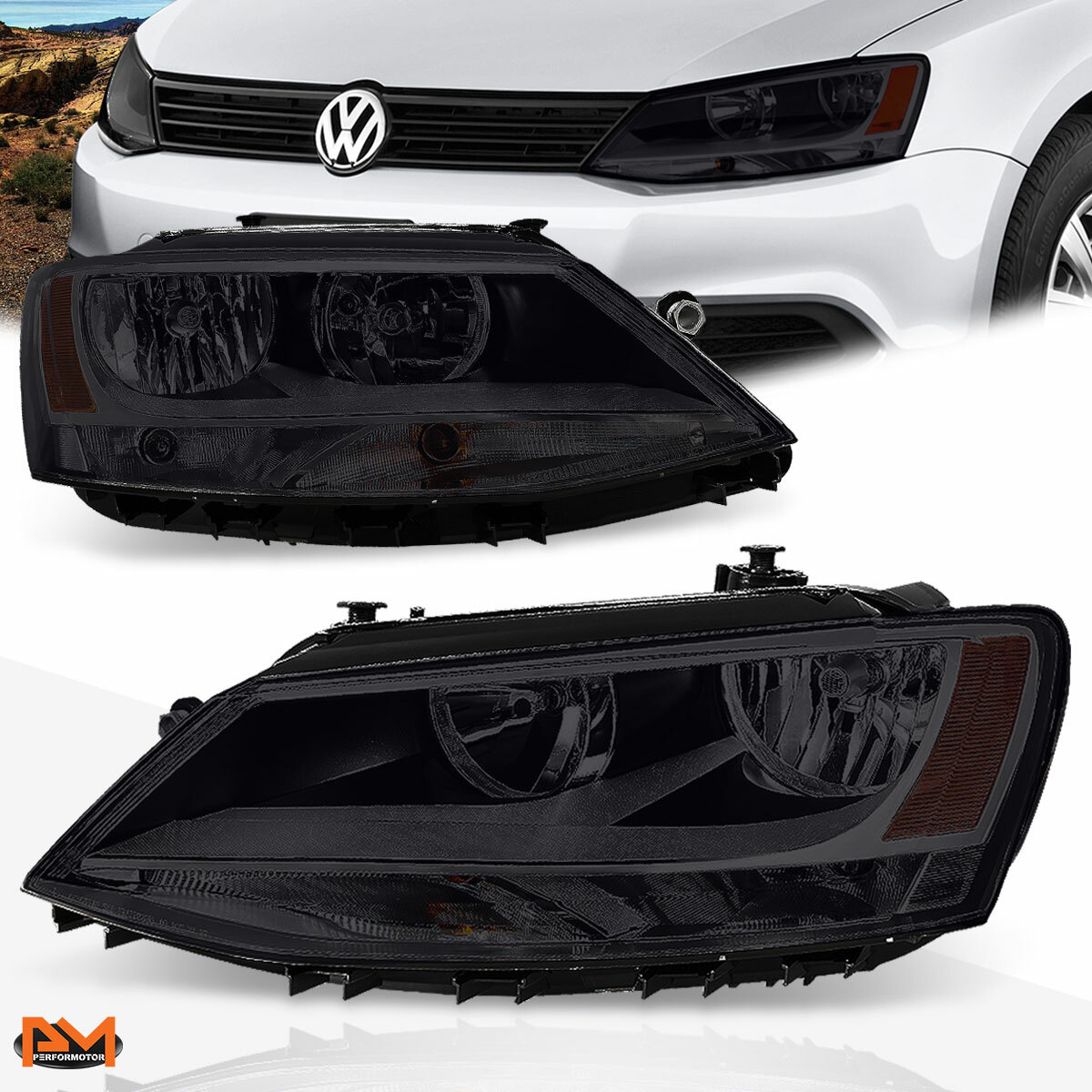 For 11-18 Volkswagen Jetta MK6 Headlight OE Replacement Smoked Lens ...