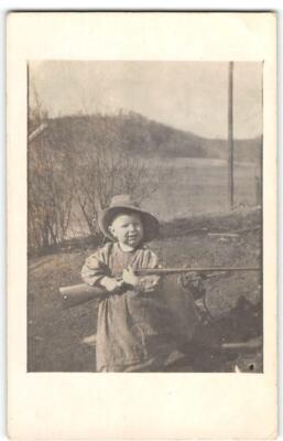 RPPC Boy Holding Rifle Real Photo Western 1910s Cowboy Postcard | eBay