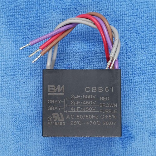 New CBB61 2uF+2uF+4uF 550V/450V AC 5 wire BM Capacitor for Ceiling Fan ...