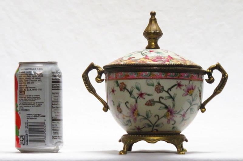 Lovely Dominic Porcelain Footed Urn or Lidded Dish - Crackle / Floral ...