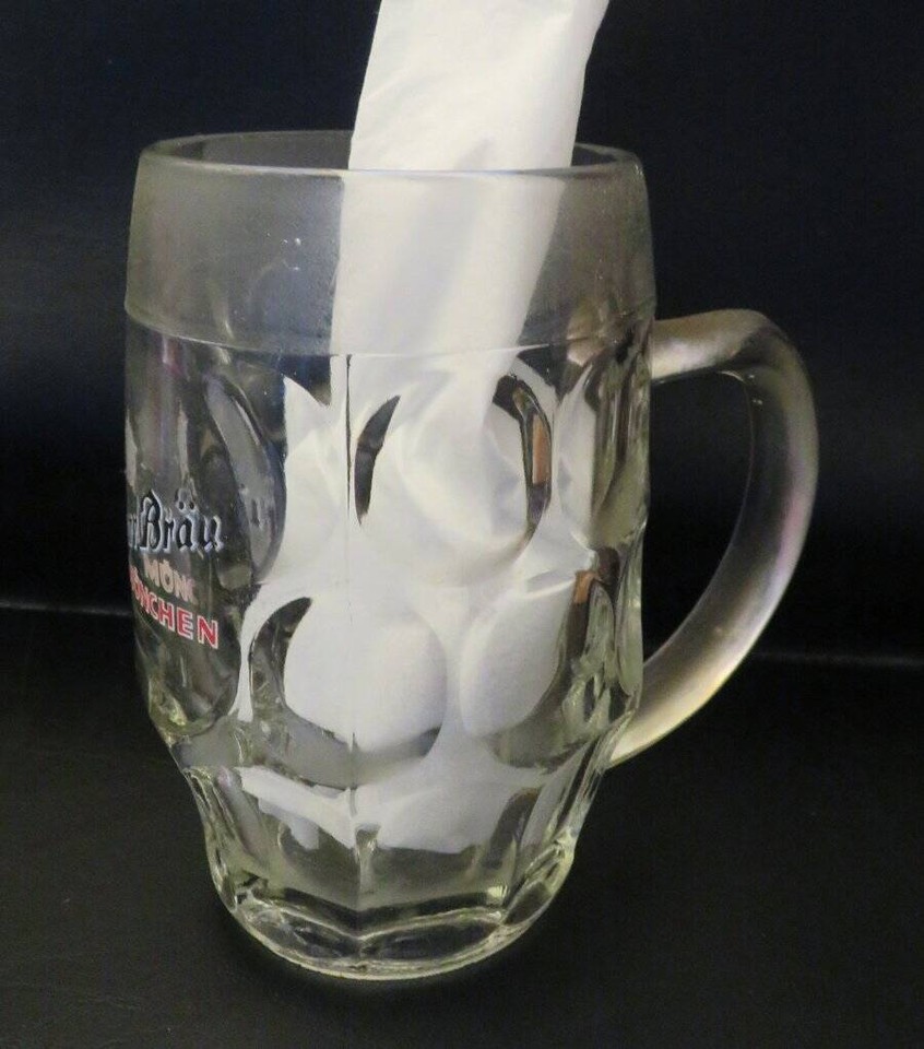 Vintage German PSCHORR BRAU Dimpled Glass Beer STEIN Bier Munich Bar ...